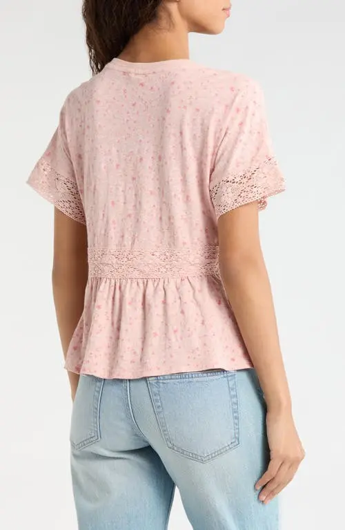 Lucky Brand Lace Trim Peplum T-shirt
