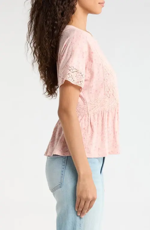 Lucky Brand Lace Trim Peplum T-shirt