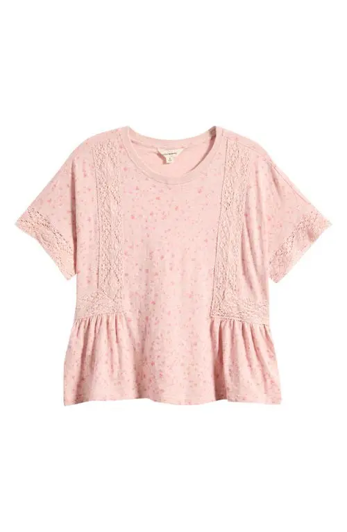 Lucky Brand Lace Trim Peplum T-shirt