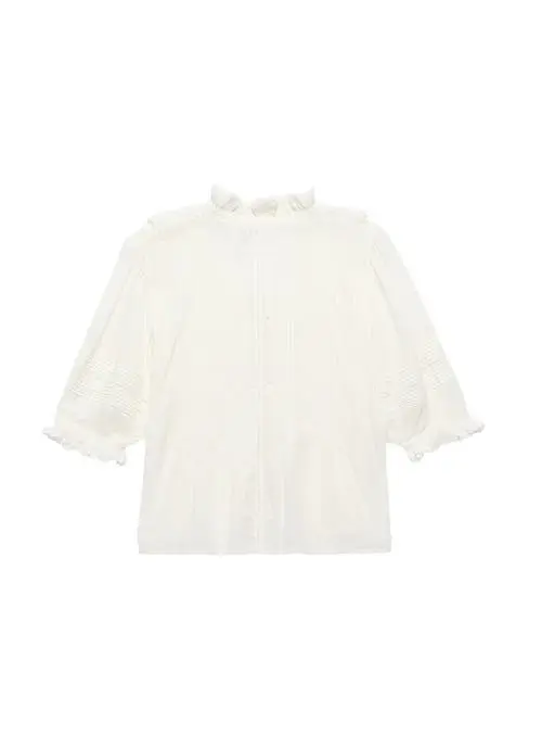 Mint Velvet Cotton Ruffle Blouse - Ivory