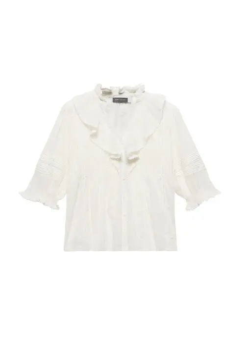 Mint Velvet Cotton Ruffle Blouse - Ivory
