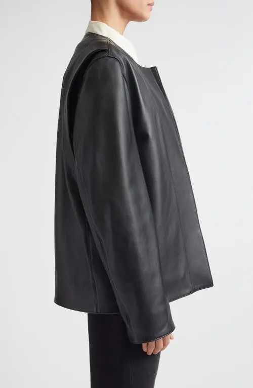 TOTEME Minimal Leather Biker Jacket - Black