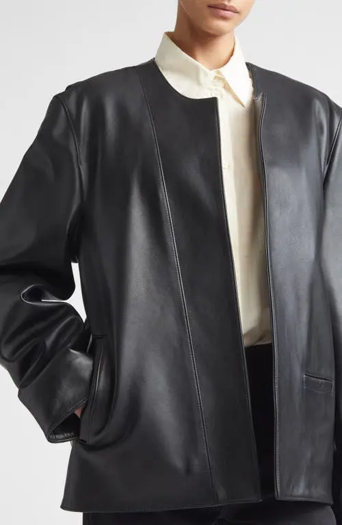 TOTEME Minimal Leather Biker Jacket - Black