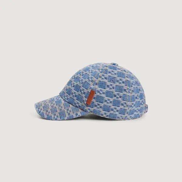 Sandro Denim Cap With Cross Pattern - Blue