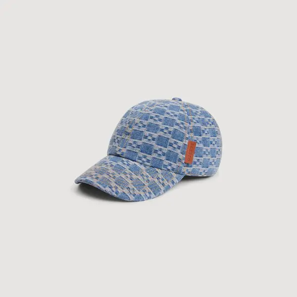 Sandro Denim Cap With Cross Pattern - Blue