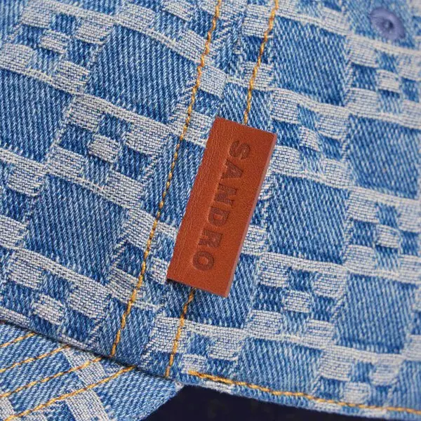 Sandro Denim Cap With Cross Pattern - Blue