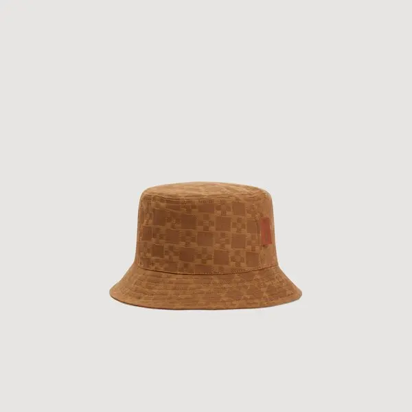 Sandro Jacquard Denim Bucket Hat With Logo Patch
