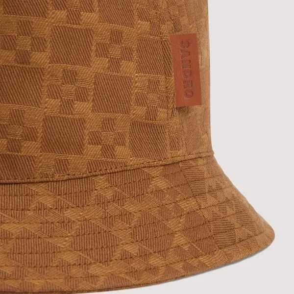 Sandro Jacquard Denim Bucket Hat With Logo Patch
