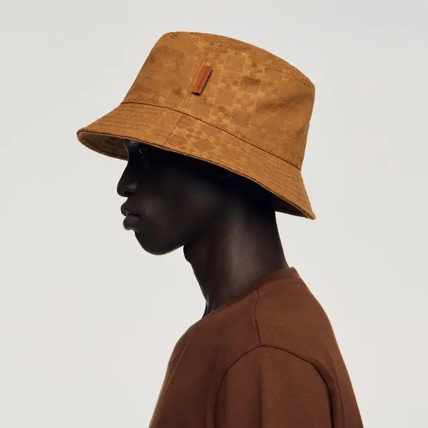 Sandro Jacquard Denim Bucket Hat With Logo Patch