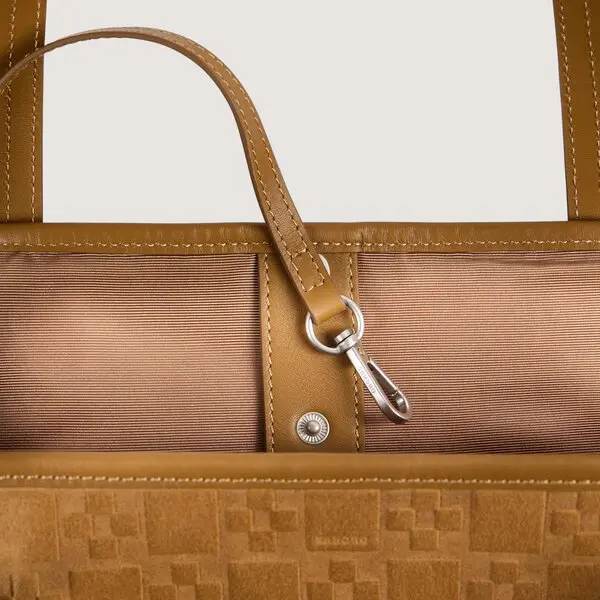 Sandro Split Leather Tote Bag With Pouch - Camel