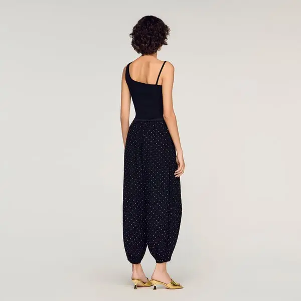 Sandro Rhinestone Embellished Wide-leg Trousers