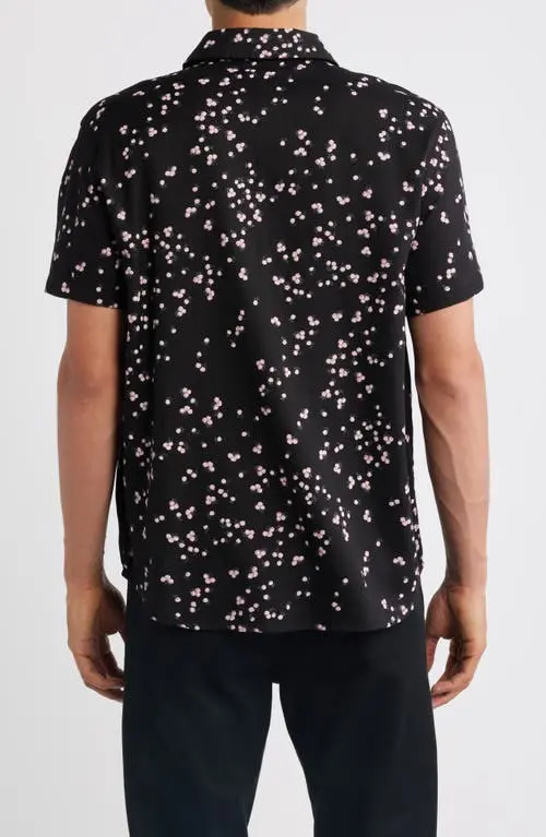 Brixton Charter Short Sleeve Slub Button-up Shirt - Black/pink