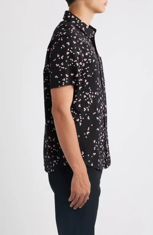 Brixton Charter Short Sleeve Slub Button-up Shirt - Black/pink