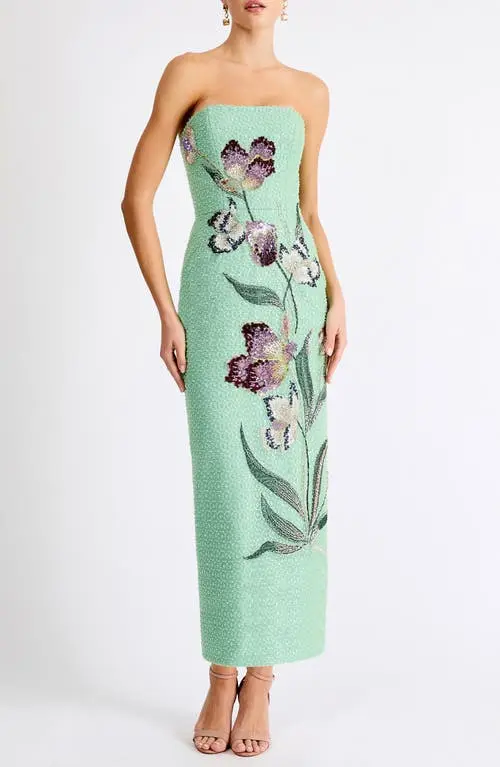 HELSI Sofia Beaded Strapless Sheath Maxi Dress - Seafoam