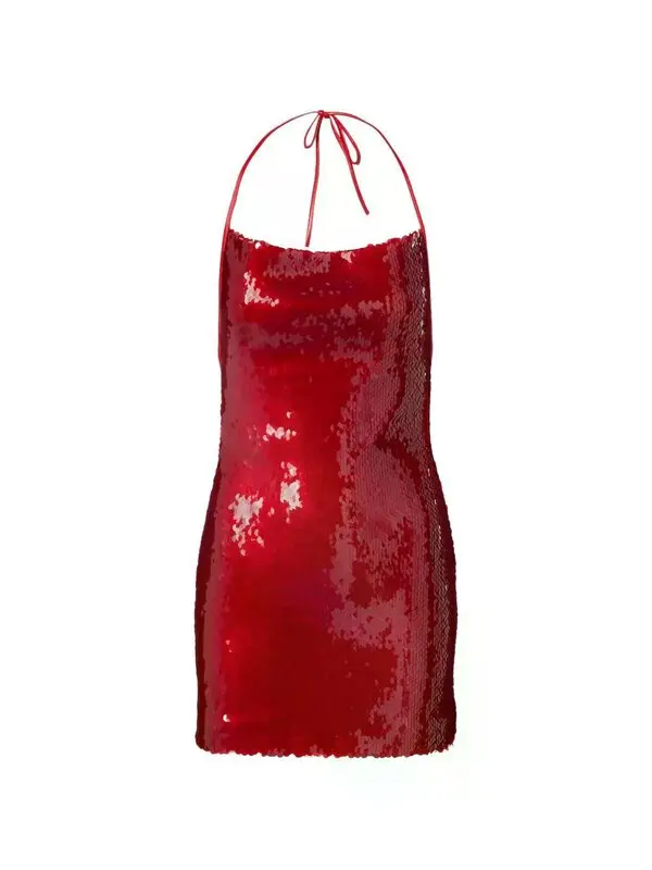 David Koma Sequin-embellished Halterneck Mini Dress - Red