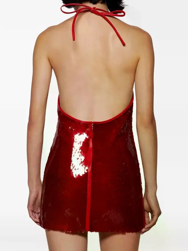 David Koma Sequin-embellished Halterneck Mini Dress - Red