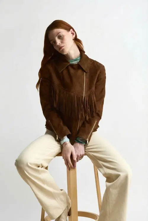 FURNIQ UK Lara Fringe Suede Jacket