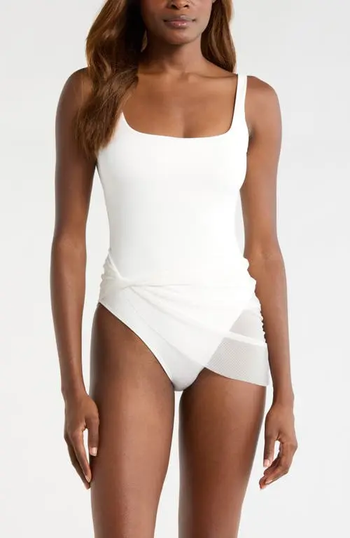 HUTCH Mesh Overlay One-piece Swimsuit - White Solid