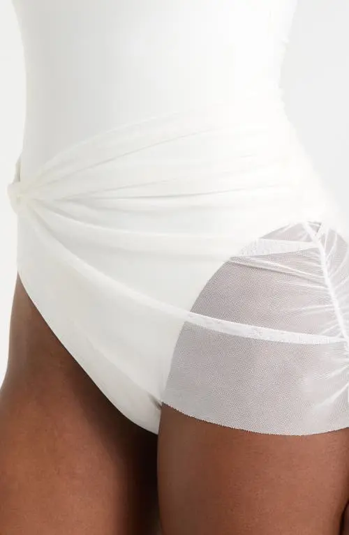 HUTCH Mesh Overlay One-piece Swimsuit - White Solid
