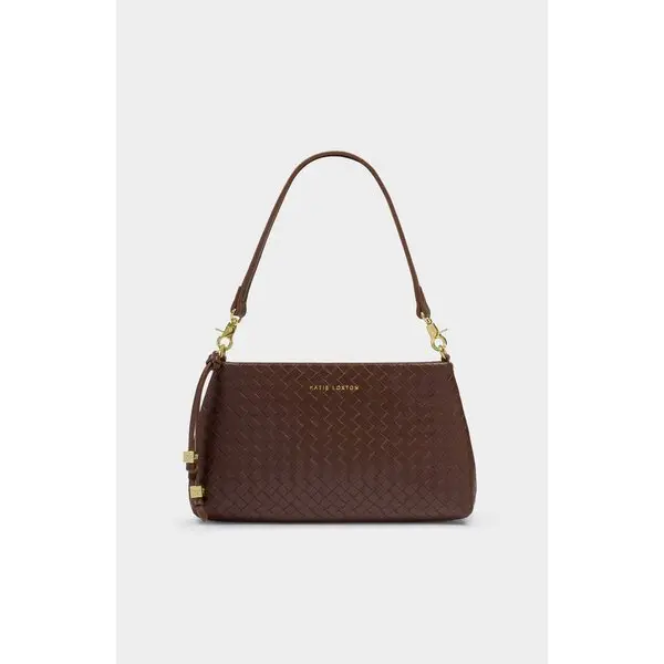 KATIE LOXTON Nova Small Shoulder Bag - Dark Chocolate Woven