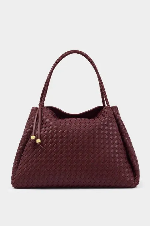 KATIE LOXTON Nova Large Woven Shoulder Bag - Cherry