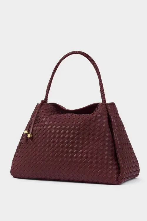 KATIE LOXTON Nova Large Woven Shoulder Bag - Cherry