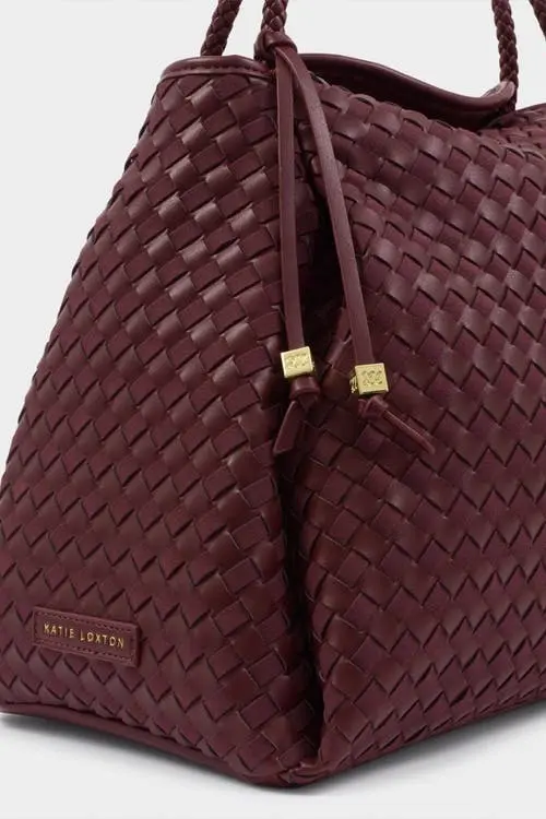 KATIE LOXTON Nova Large Woven Shoulder Bag - Cherry