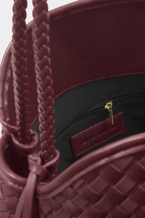 KATIE LOXTON Nova Large Woven Shoulder Bag - Cherry