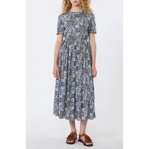 Max Mara Fascino Floral Print Midi Dress - Light Blue