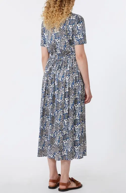 Max Mara Fascino Floral Print Midi Dress - Light Blue