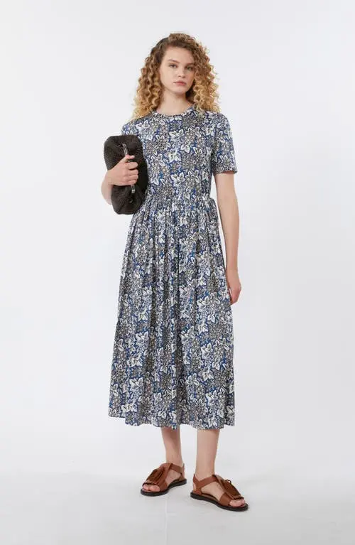 Max Mara Fascino Floral Print Midi Dress - Light Blue