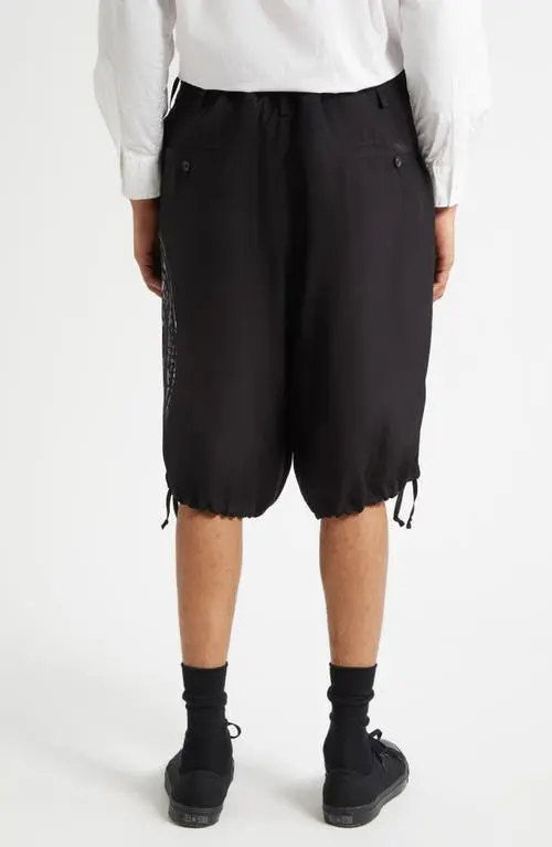 Yohji Yamamoto Asymmetric Print Silk Shorts