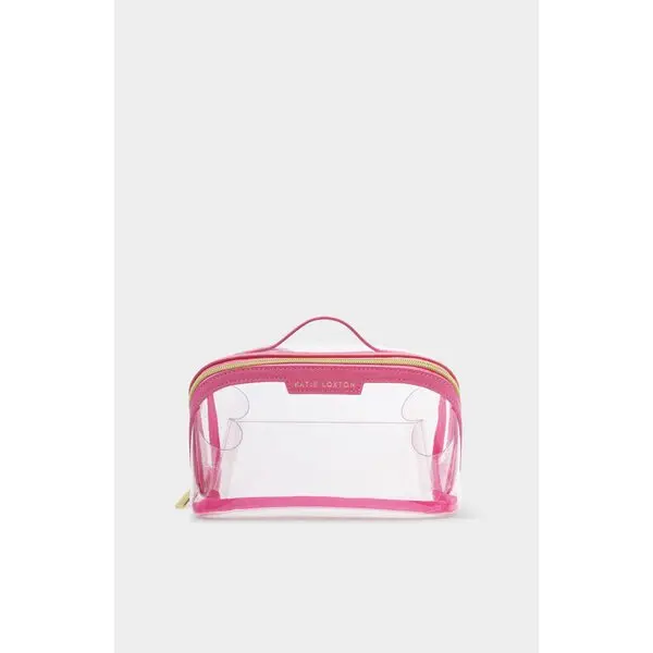 KATIE LOXTON Medium Clear Fold-out Wash Bag - Sugar Pink
