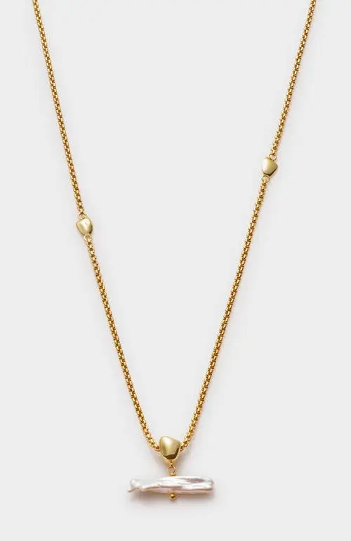 KATIE LOXTON Sol Pearl T-bar Necklace - Gold