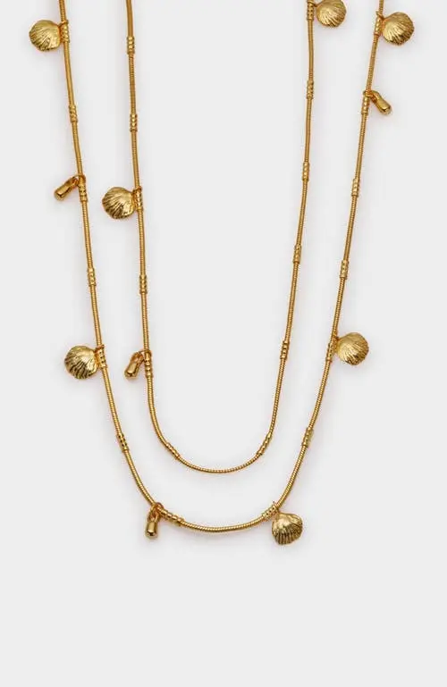 KATIE LOXTON Textured Shell Charm Necklace - Gold