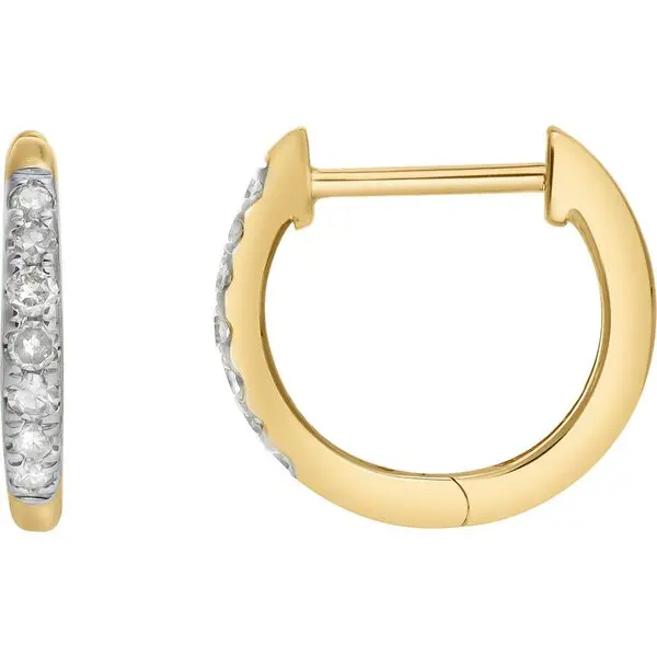 LUVMYJEWELRY Elina 0.2 Ct Diamond Huggie Hoop Earrings - 14k Yellow Gold