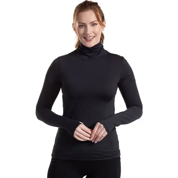 BLOQUV Long Sleeve Uv Protection Turtleneck Shirt - Black