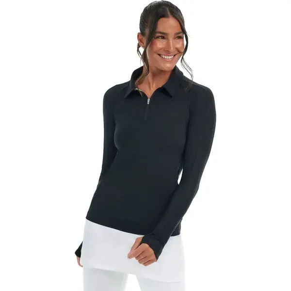 BLOQUV Quarter Zip Polo Shirt Upf 50 - Black
