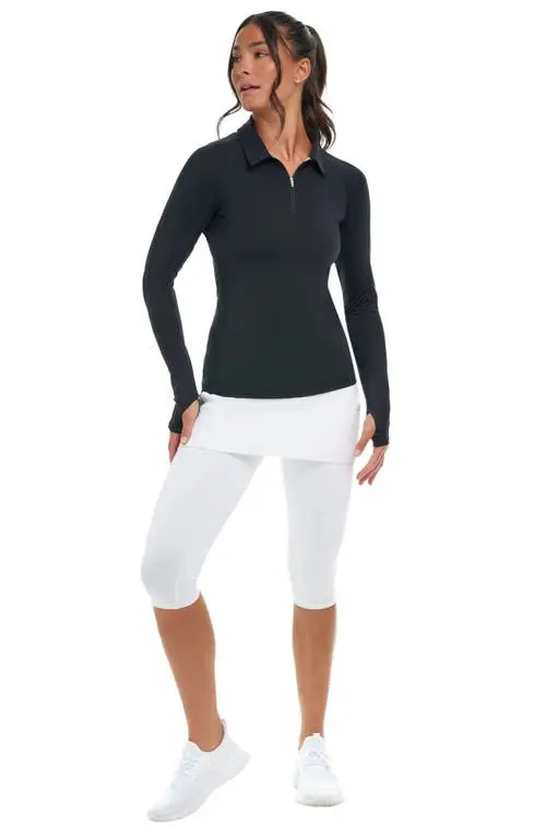 BLOQUV Quarter Zip Polo Shirt Upf 50 - Black