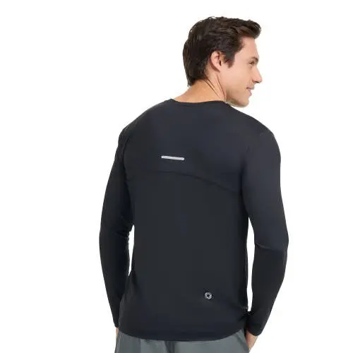 BLOQUV Performance V-neck Long Sleeve Shirt With Sun Protection - Black