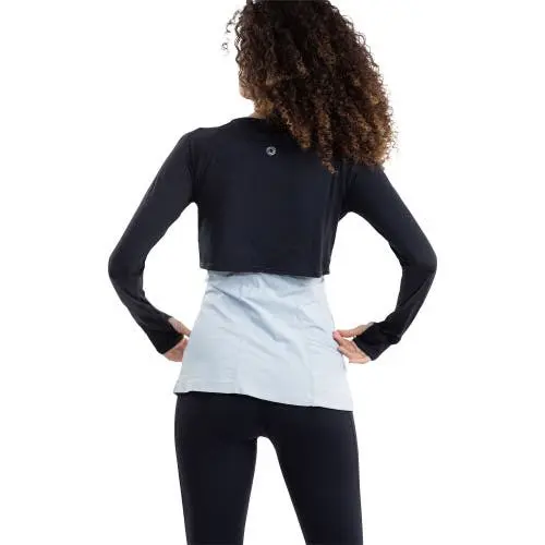 BLOQUV Long Sleeve Crop Top Shirt For Sun And Uv Protection - Black