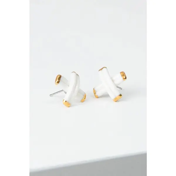 NOONDAY Porcelain Criss-cross Stud Earrings - Gold