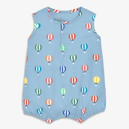 PRIMARY Baby Henley Bubble Shortie - Stream