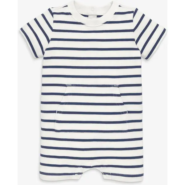 PRIMARY Baby Sweatshort Shortie - Sunwashed Navy Ivory Stripe