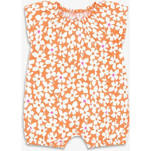 PRIMARY Baby Printed Flutter Sleeve Shortie - Cantaloupe Spring Blooms