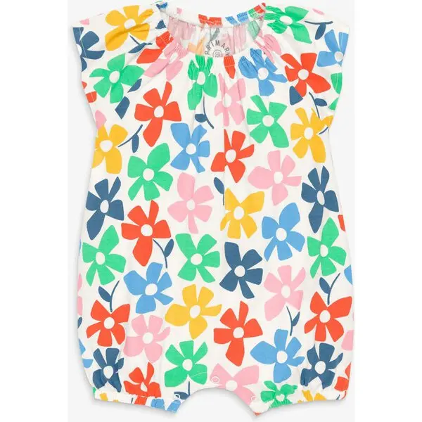 PRIMARY Baby Printed Flutter Sleeve Shortie - Ivory Rainbow Spring Blooms