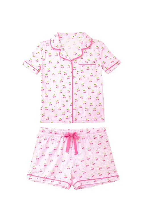 PREPPY GOOSE Cherry Stripes Short Sleeve Jersey Pj - Pink Multi