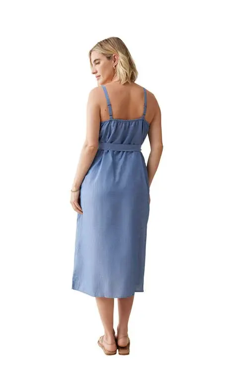 INGRID & ISABEL Button Front Maternity Midi Dress