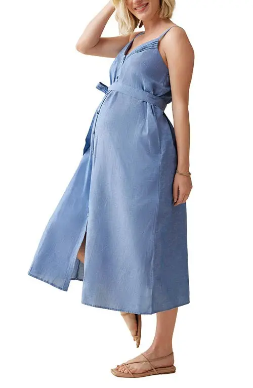 Ingrid & Isabel® Ingrid & Isabel Sleeveless Maternity Shirtdress With V-neck And Belted Waist