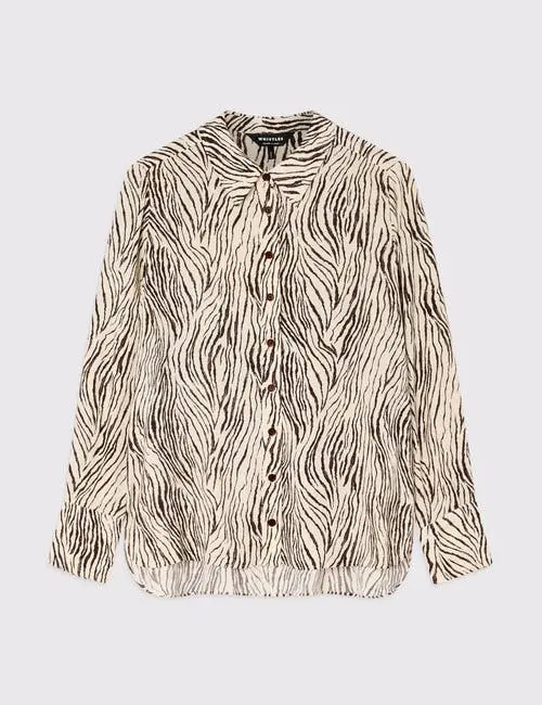 Whistles Zebra Button Through Shirt - Brown/multi